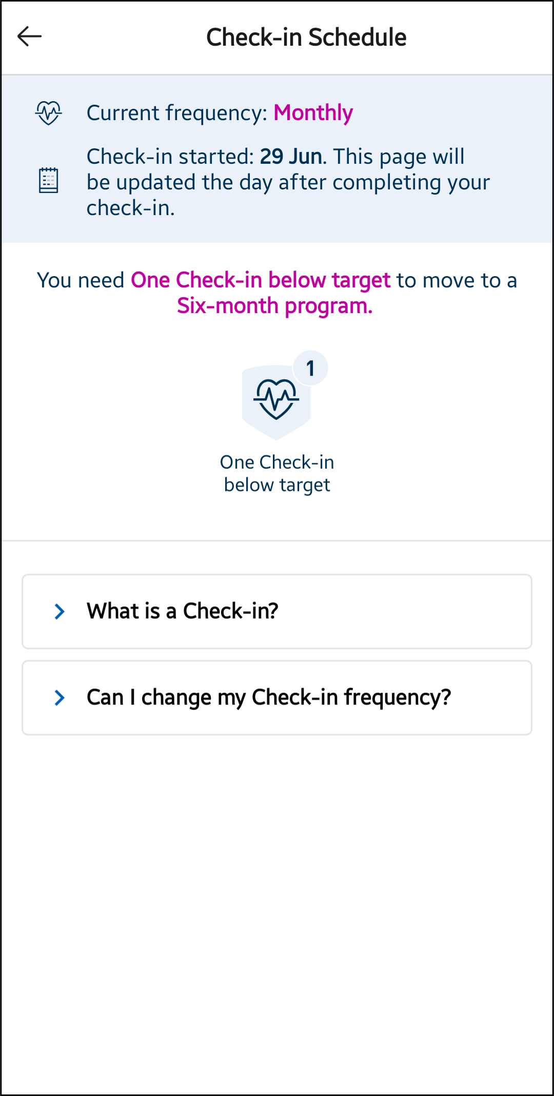 Your Check-in Schedule